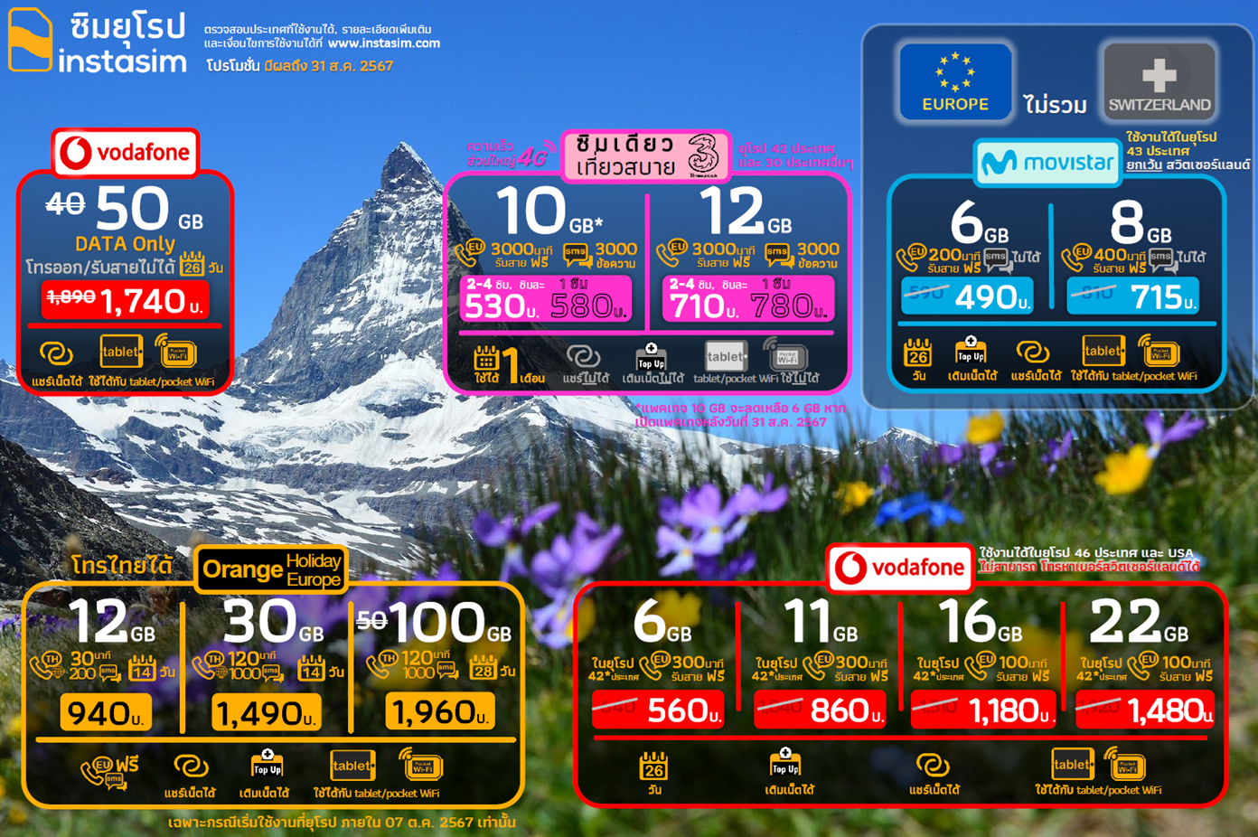 ซิมยุโรป (EU - Europe SIM card - Comparison) - InstaSIM.com